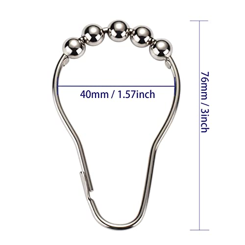 Shower Curtain Rings, Shower Curtain Hooks Brushed Nickel, 36 PCS Metal Ring for Shower Curtain Rods
