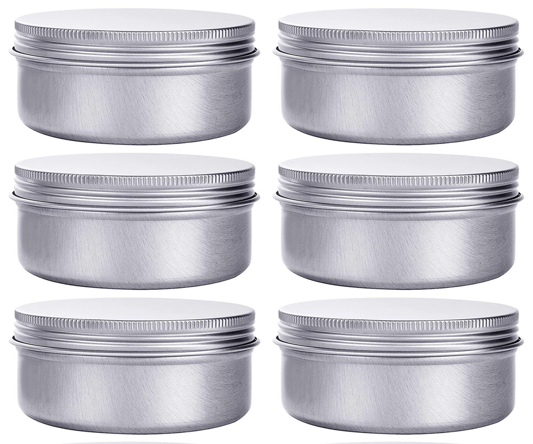 6 Ounce Aluminum Cans 180 mL Screw Lid Metal Storage Tins Containers for Storing Spices, Candies, Lip Balm, Candles, 12 Pcs.