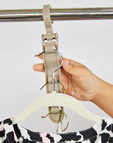 HOME-X Multifunctional Vertical Hanger, Closet Organizer, Space-Saving Shirt and Pants Hanger, Cascading Hooks for Hangers, 9 ½" L x 2" W x ¾ H, Set of 2, Black, Brown