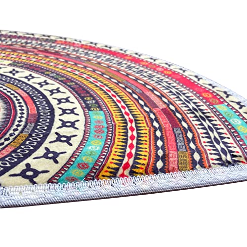 yolecan Half Round Bohemian Bathroom Rug,Ultra Soft and Water Absorbent Bath Mat,Boho Mandala Bath Carpet, Machine Wash/Dry, for Tub, Kitchen, and Indoor, 30x 20inch