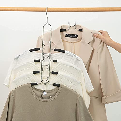 Clothes Hangers Space Saving Coat Hangers, Homa Jia Non Slip Blouse Hangers Heavy Duty Foldable Stainless Steel Sweater Shirt Hanger Multilayer Closet Storage Organizer