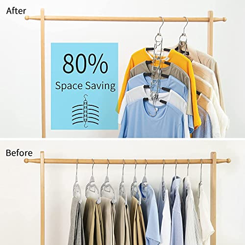 Clothes Hangers Space Saving Coat Hangers, Homa Jia Non Slip Blouse Hangers Heavy Duty Foldable Stainless Steel Sweater Shirt Hanger Multilayer Closet Storage Organizer