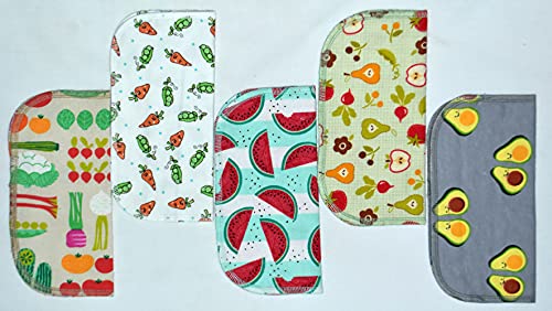 2 Ply Printed Flannel 8x8 Inches Set of 5 Little Wipes Farmers Market