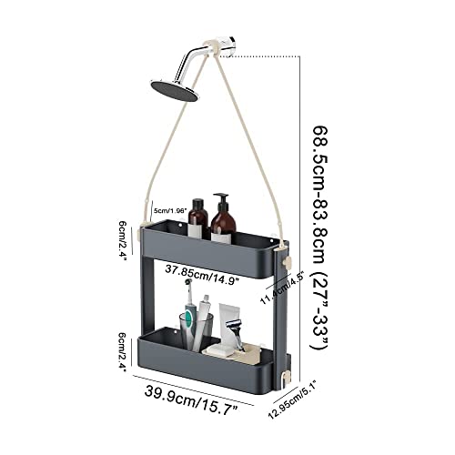 SINOART Anti-Swing Hanging Shower Caddy, Over Head Shower Caddy,Shower Storage Rack Basket,Rustproof,for Razor and Sponge, 2023 Model