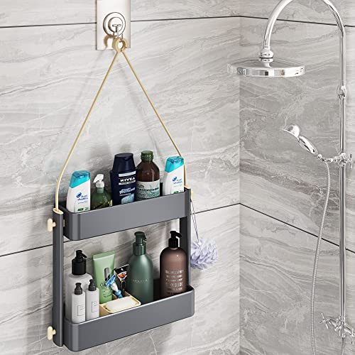 SINOART Anti-Swing Hanging Shower Caddy, Over Head Shower Caddy,Shower Storage Rack Basket,Rustproof,for Razor and Sponge, 2023 Model