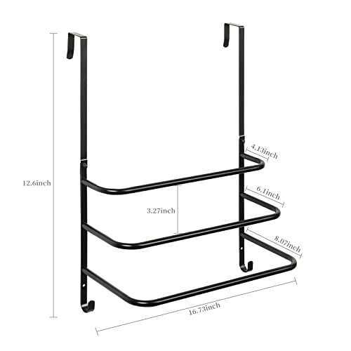 Over The Door Towel Rack Bathroom Towel Rack Holder with 2 Hooks Over The Door Hooks Organizer Hanger for Bathroom, Living Room, Bedroom Decor, Bathroom Accessories, Black