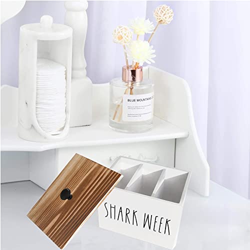 Tampon Holder for Bathroom,Farmhouse Bathroom Organizer,Rustic Wood Bathroom Storage Bin with Lid, Wood Movable Partition Feminine Product Organizer with Lid ,Bathroom Accessories Decor Box (Rustic)