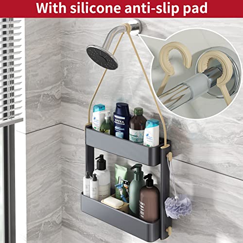 SINOART Anti-Swing Hanging Shower Caddy, Over Head Shower Caddy,Shower Storage Rack Basket,Rustproof,for Razor and Sponge, 2023 Model