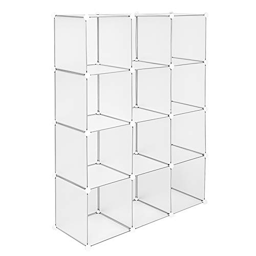 Guangshuohui 12-Cube Book Shelf,Cube Storage Shelves Closet Organizer Shelf Cubes Organizer Bookcase(42.1 x 14.2 x 55.9) / (107 x 36 x 142) cm (L x W x H) (White)