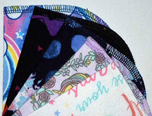 1 Ply Printed Flannel 8x8 Inches Little Wipes Set of 5 Unicorns and Rainbows