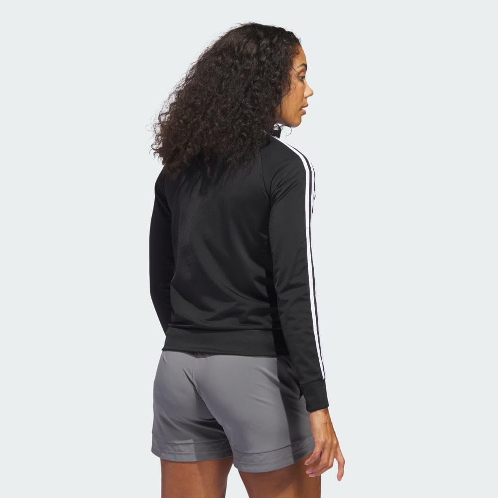 adidas Women's Essentials Warm-Up Slim 3-Stripes Track Top, Black, Small
