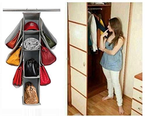 kindabigdeal Hanging Purse Handbag Organizer Wardrobe Closet Organizer Nonwoven 10 Pockets Hanging Closet Storage Bag for Homewares and Accessories