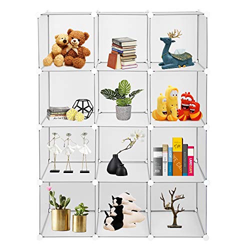 Guangshuohui 12-Cube Book Shelf,Cube Storage Shelves Closet Organizer Shelf Cubes Organizer Bookcase(42.1 x 14.2 x 55.9) / (107 x 36 x 142) cm (L x W x H) (White)