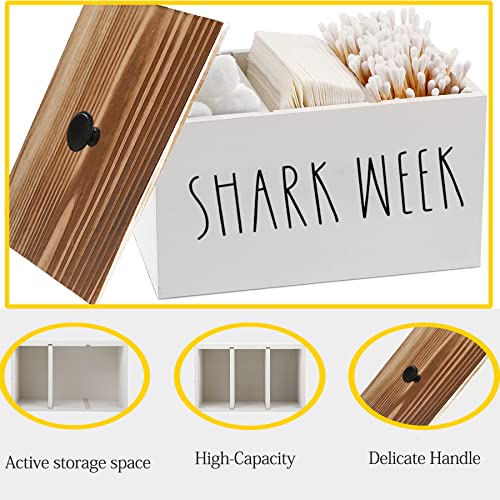 Tampon Holder for Bathroom,Farmhouse Bathroom Organizer,Rustic Wood Bathroom Storage Bin with Lid, Wood Movable Partition Feminine Product Organizer with Lid ,Bathroom Accessories Decor Box (Rustic)