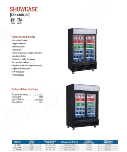 Elite Kitchen Supply Commercial 2 Sliding Glass Door Refrigerator Merchandiser, ETL NSF Upright Display Fridge Cooler Stainless Steel 2 Section 47" W 33.3 cu. ft. Fan Cooling, Restaurant