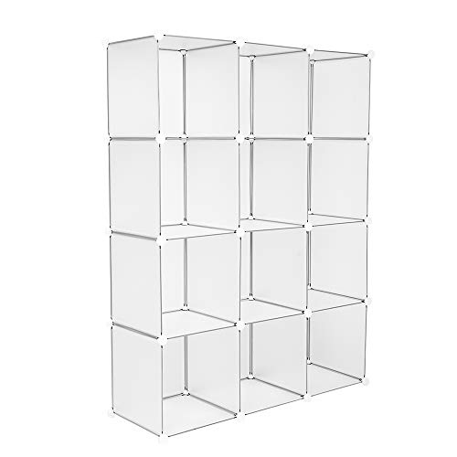 Guangshuohui 12-Cube Book Shelf,Cube Storage Shelves Closet Organizer Shelf Cubes Organizer Bookcase(42.1 x 14.2 x 55.9) / (107 x 36 x 142) cm (L x W x H) (White)