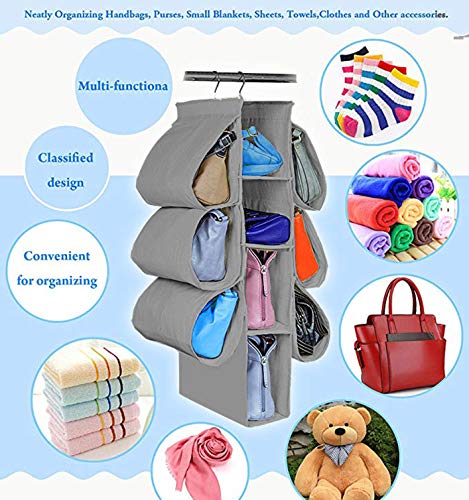 kindabigdeal Hanging Purse Handbag Organizer Wardrobe Closet Organizer Nonwoven 10 Pockets Hanging Closet Storage Bag for Homewares and Accessories