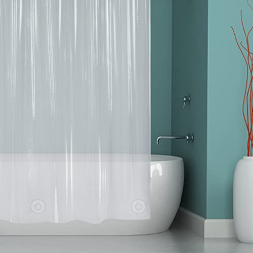 AmazerBath Clear Shower Curtain Liner, 70 x 72 Inches EVA 8G Heavy Duty Plastic Shower Curtain Liner, Waterproof Weighted Thick Bathroom Curtain with 3 Clear Weights and 12 Rustproof Grommet Holes