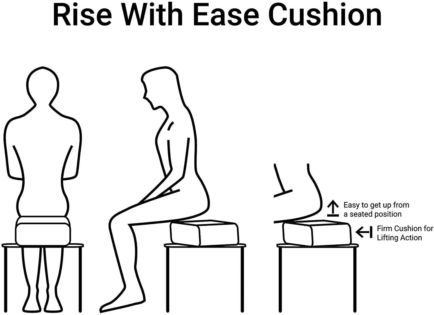 Comfort Finds Rise with Ease Seat Cushion - Thick Firm Chair Cushion Booster - Extra Thick Foam Pad for Home, Patio, Office and Car Seats - Extra Supportive Lift - 15.5 X 18 X 5 - Gray