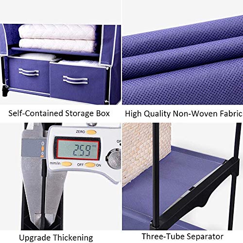 IULJH Cloth Wardrobe Furniture Storage Cabinet Fabric Closet Folding Non Woven Portable Waterproof Reinforcement Dustproof Bedroom
