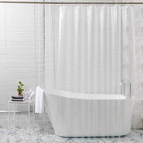 AmazerBath Clear Shower Curtain Liner, 70 x 72 Inches EVA 8G Heavy Duty Plastic Shower Curtain Liner, Waterproof Weighted Thick Bathroom Curtain with 3 Clear Weights and 12 Rustproof Grommet Holes
