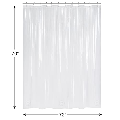 AmazerBath Clear Shower Curtain Liner, 70 x 72 Inches EVA 8G Heavy Duty Plastic Shower Curtain Liner, Waterproof Weighted Thick Bathroom Curtain with 3 Clear Weights and 12 Rustproof Grommet Holes