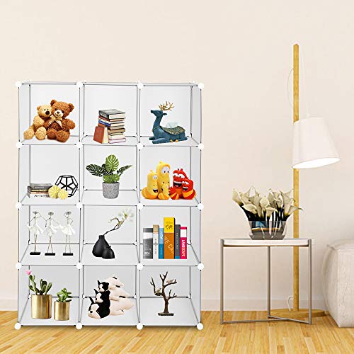 Guangshuohui 12-Cube Book Shelf,Cube Storage Shelves Closet Organizer Shelf Cubes Organizer Bookcase(42.1 x 14.2 x 55.9) / (107 x 36 x 142) cm (L x W x H) (White)