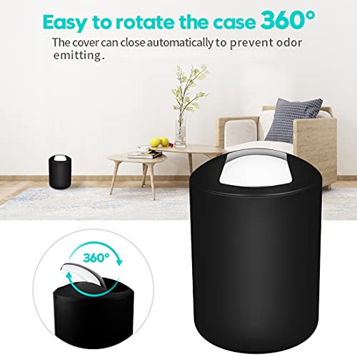 Papillon Bathroom Accessories Set-6 Piece Plastic Gift Set Toothbrush Holder,Toothbrush Cup,Soap Dispenser,Soap Dish,Toilet Brush Holder,Trash Can,Tumbler Straw Set Bathroom (Black)