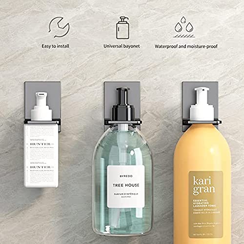 Zoihet shower gel bottle holder retractable non-drilled adhesive wall mounted shampoo holder hook for home bathroom wall mounted shower soap dispenser (set of 4 gunmetal grey)