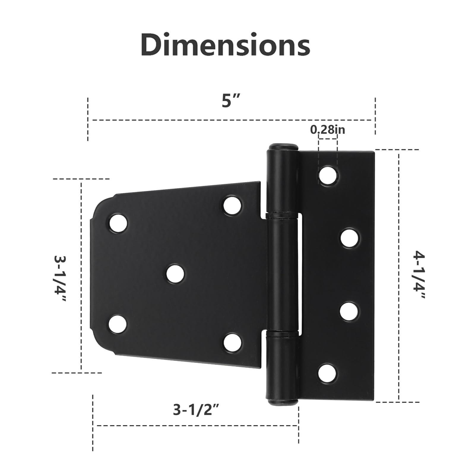 HOME MASTER HARDWARE 3-1/2 inch Heavy Duty T Hinge Gate Hinges Steel Black Finish with Screws 6-Pack (Black)