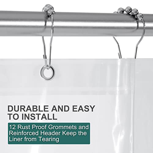 AmazerBath Clear Shower Curtain Liner, 70 x 72 Inches EVA 8G Heavy Duty Plastic Shower Curtain Liner, Waterproof Weighted Thick Bathroom Curtain with 3 Clear Weights and 12 Rustproof Grommet Holes