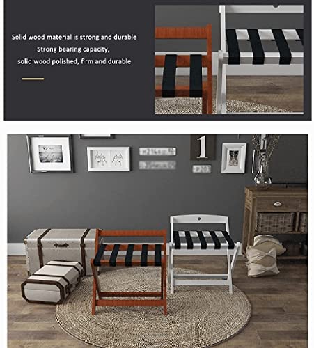 DIEFMJ Foldable Luggage Rack - Solid Hardwood Foldable Storage/Organization Shelf - Easy Assembly - for Home, Bedroom & Travel (Color : White)
