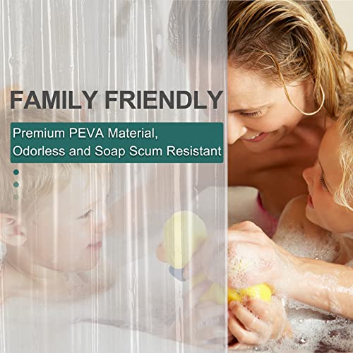 AmazerBath Clear Shower Curtain Liner, 70 x 72 Inches EVA 8G Heavy Duty Plastic Shower Curtain Liner, Waterproof Weighted Thick Bathroom Curtain with 3 Clear Weights and 12 Rustproof Grommet Holes