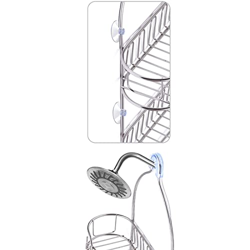 PSCCO Shower Caddy Connector 1Set Bathroom Shower Caddy Connector Suction Cup with 2PCS Adhesive Sticker for Shower Caddy Basket Bathroom Shelf
