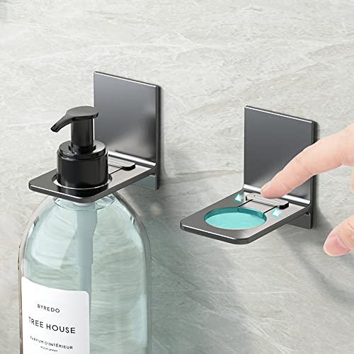 Zoihet shower gel bottle holder retractable non-drilled adhesive wall mounted shampoo holder hook for home bathroom wall mounted shower soap dispenser (set of 4 gunmetal grey)