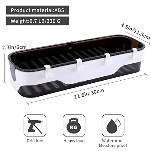 Bathroom Shelves with 4 Hooks,Shower Caddy with Adhesive,Racks Strong and Sturdy for Lavatory,Portable,Washroom, Restroom, Shower, Toilet,Kitchen