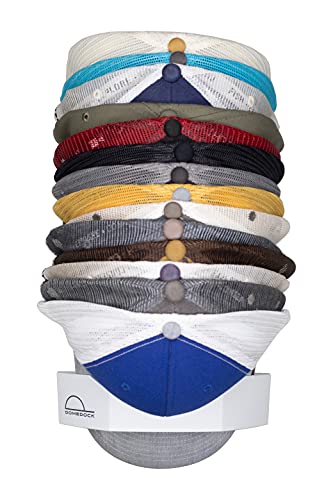 Dome Dock The ORIGINAL American, patented, Wall Mount Hat Rack 25 Ball Cap Storage. Compact Hat Organization System. Made and Shipped in USA. (2-Pack, White)