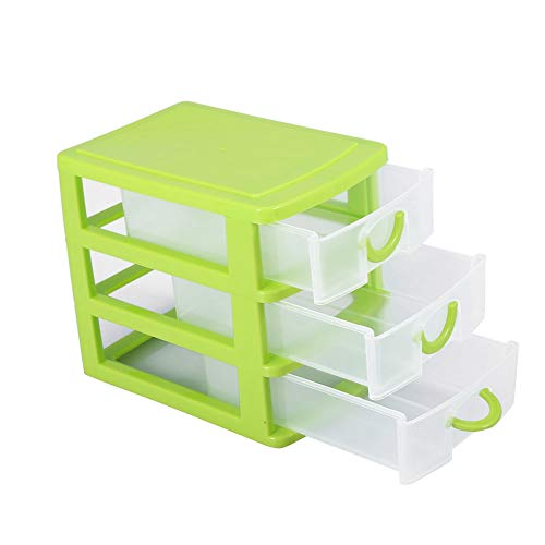 Keenso Plastic Storage Bin Tote Organizing Container Drawer, Stackable and Nestable, for for Cosmetics, Dental Supplies, Hair Care(3 Layers of Green)