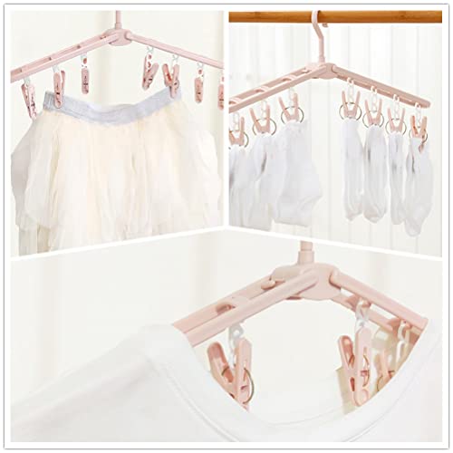 Fineget Collapsible Travel Shorts Skirt Shirt Socks Hangers with Clips Foldable Pants Clothes Plastic Suit Hangers Non Slip Closet Blue Organizer Retail Displays (Grey 2 Pcs, Pink 2 Pcs)