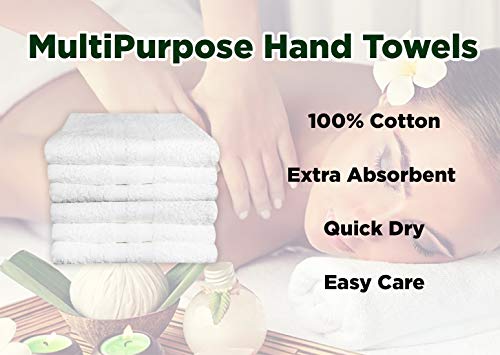 Pacific Linens Hand Towels-24 Pack-White, Super Absorbent Ring Spun, 100% Cotton,(Size 16βx27β), Commercial Grade, Multipurpose, Gym-Spa-Salon Towel, 3 lbs. per Dozen Quality (White)