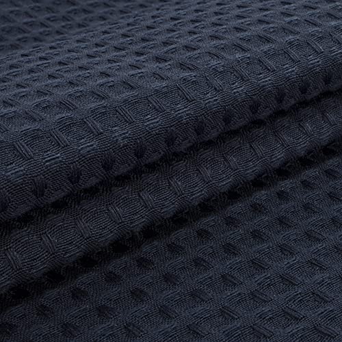 Voguease Shower Curtain with Snap-in Liner - Hotel Grade Waffle Weave Fabric, Machine Washable - 71" W x 74" L, Navy Blue