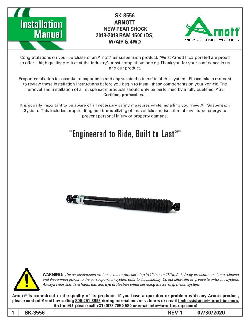 Arnott - Rear Eibach Shock -13-20 RAM 1500/1500 Classic (DS) w/Air Suspension & 4WD - LT/RT (SK-3556)