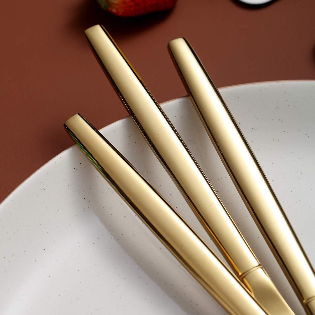 Berglander Gold Dinner Knives Set Of 4, Titanium Shiny Gold Plating Stainless Steel Dinner Knife, Butter Knife Table Knives Dishwasher Safe