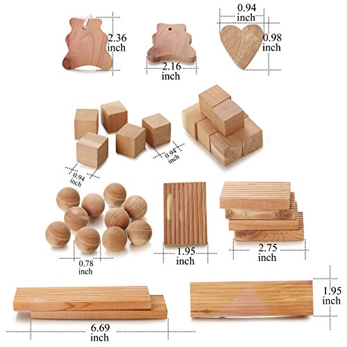 Kilocircle Cedar Blocks Clothes Storage, 100 Items Cedar Valuable Pack with red Aromatic Cedar Blocks/Hang ups for Closet-Storage Accessories