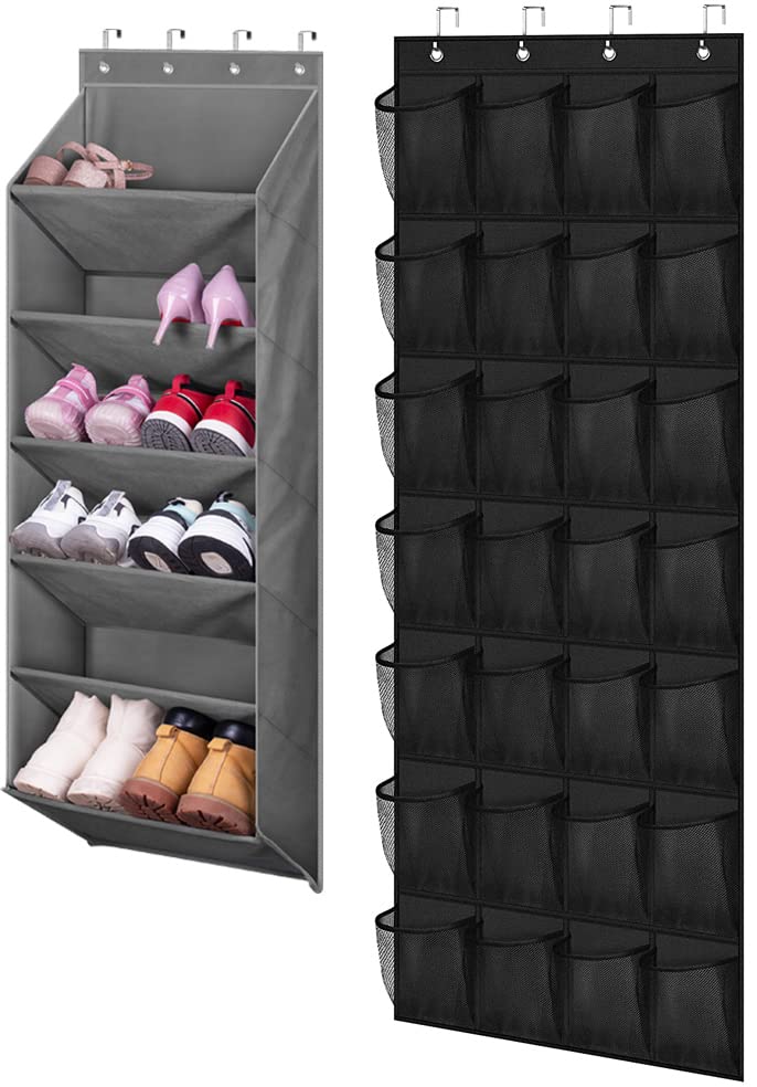 MISSLO Over The Door Shoe Organizer with Deep Pockets and 28 Large Pockets Hanging Shoe Organizer Over The Door Shoe Rack for Closet