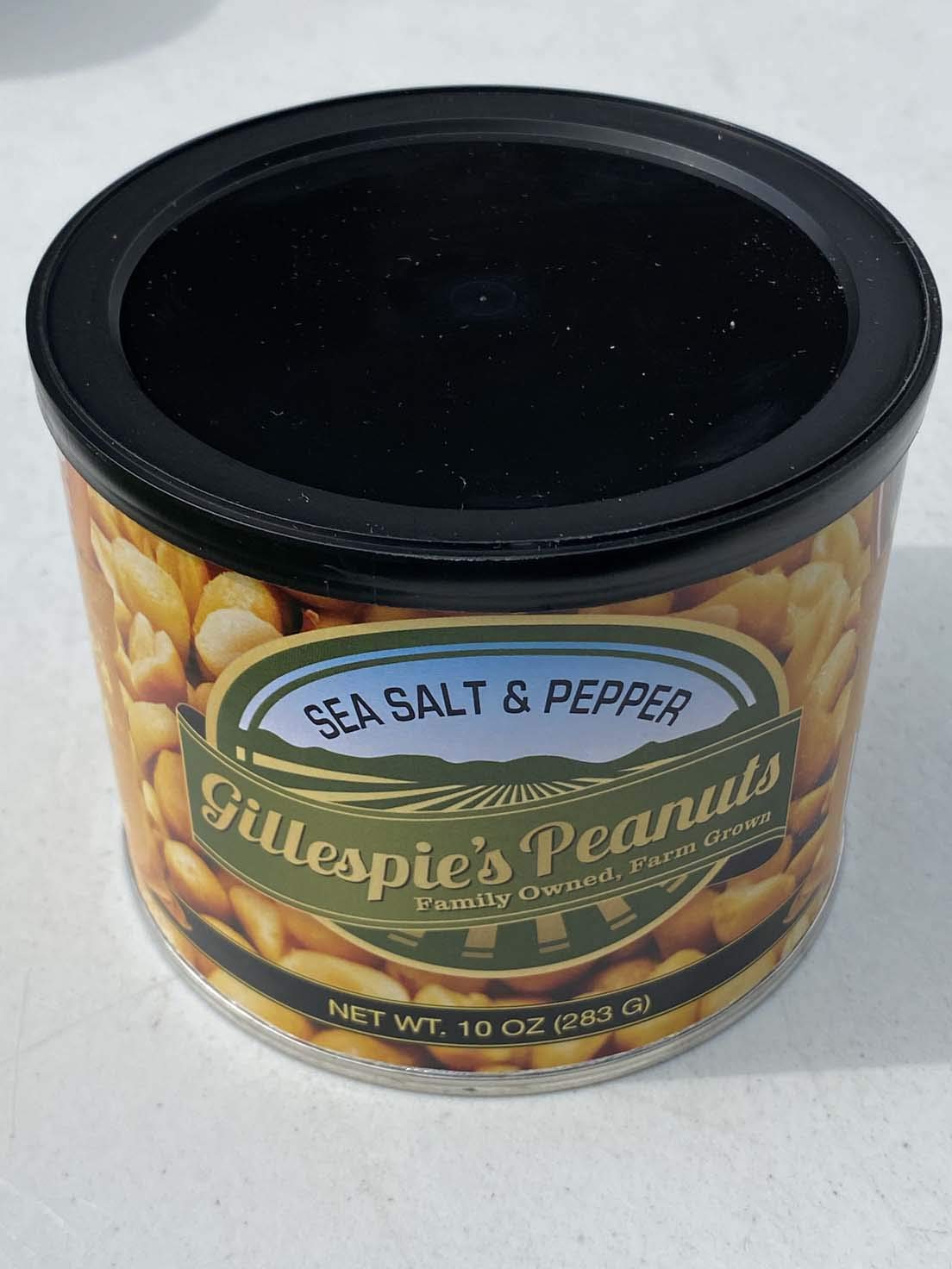 Salt and Pepper 10oz cans Gillespie's Peanuts grown on our family farm! sp (2)