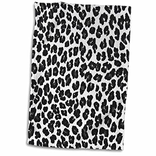 3dRose Lee Hiller Designs RAB Rockabilly - White Grey and Black Leopard Print - Towels (twl-32470-1)