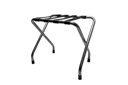 WHP Wholesale Hotel Products Metal Luggage Rack- Hammertone Finish, Folding Metal Suitcase Stand, Great for Guest Room, Hotel Room, Condos, Bed Room, Heavy Duty Construction