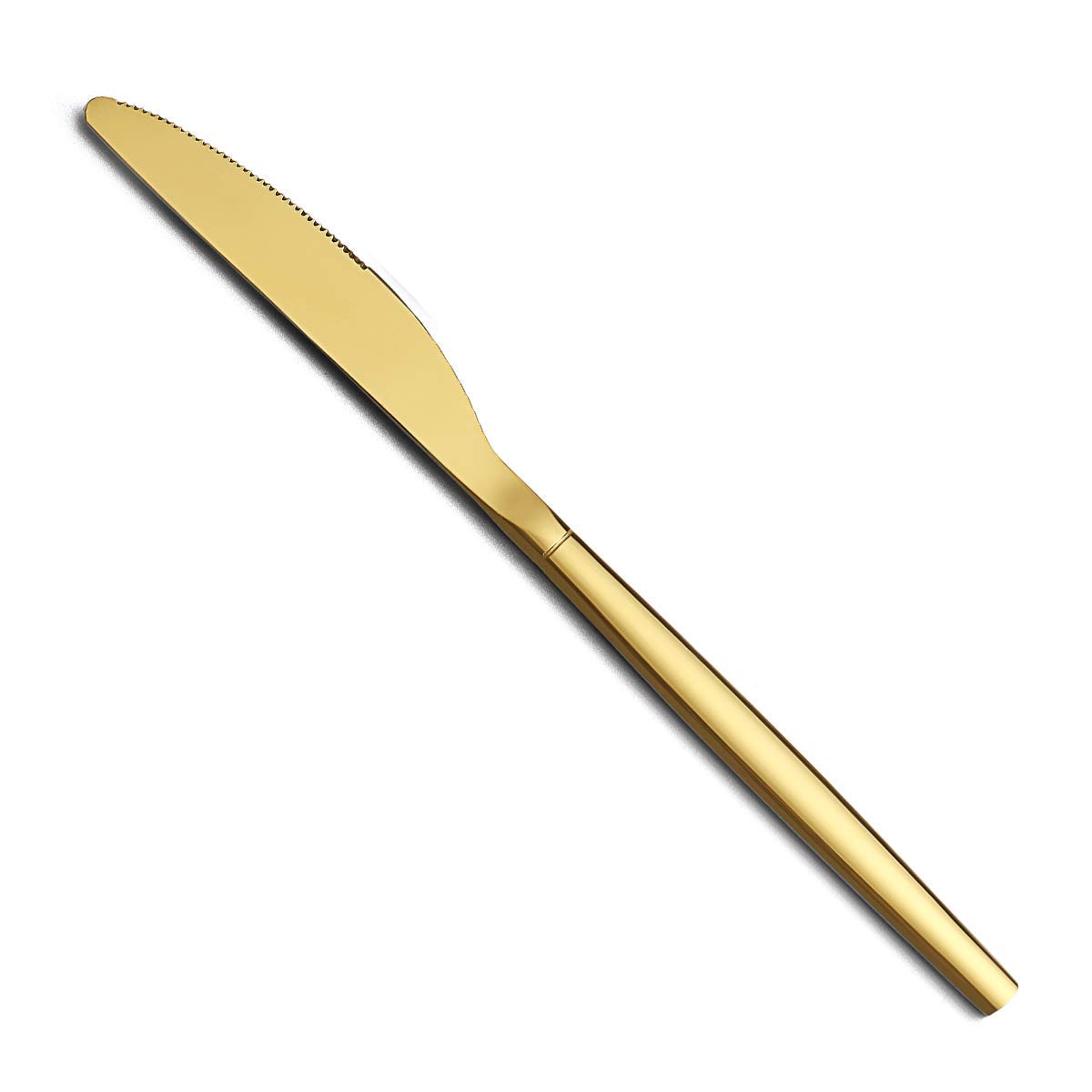 Berglander Gold Dinner Knives Set Of 4, Titanium Shiny Gold Plating Stainless Steel Dinner Knife, Butter Knife Table Knives Dishwasher Safe