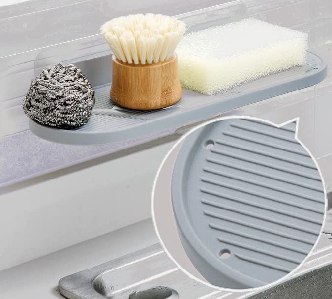 Fineget Floating Shower Shelves Plastic Wall Mount Shelf Adhesive Soap Shower Shelves for Bathroom Kitchen Bathtub Bedroom Living Room Rustproof No Drilling Storage Organizer Quick Dry Grey 2 Pack